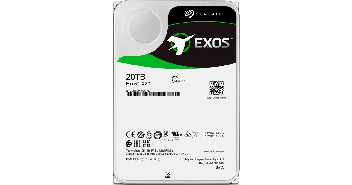 Seagate Exos X20 20 To, Disque dur ST20000NM007D, SATA/600, 24/7