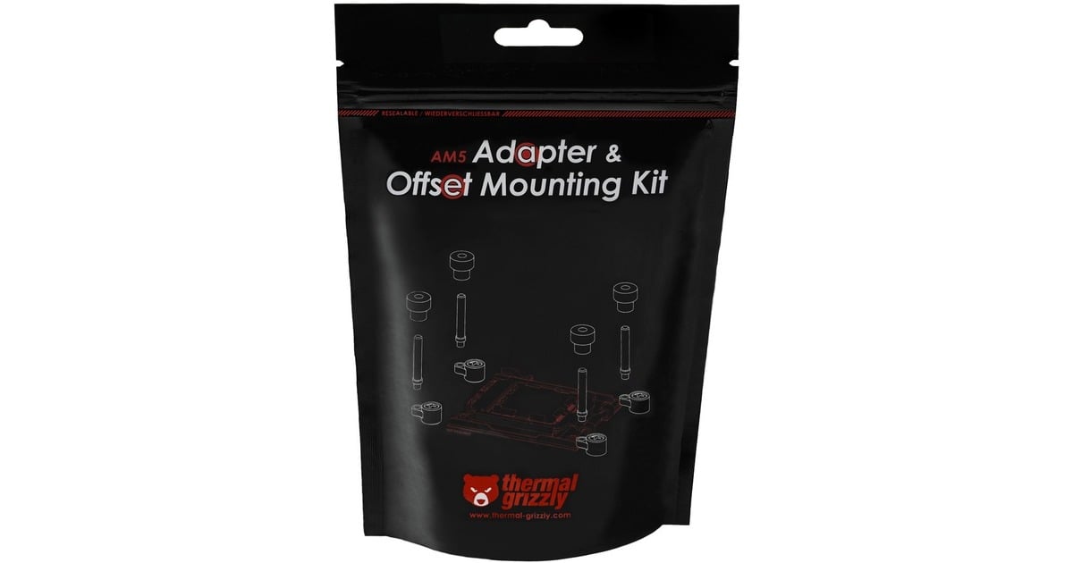 Thermal Grizzly AM5 Adapter & Offset Mounting Kit, Montage Noir