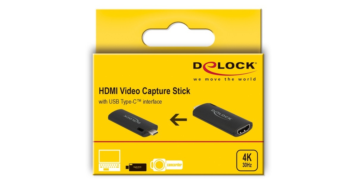 DeLOCK HDMI Video Capture Stick USB-C, Adaptateur Noir