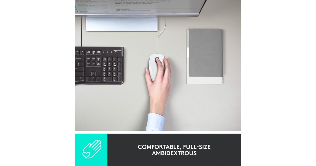 Logitech Logi M100 wh, Souris Blanc/gris