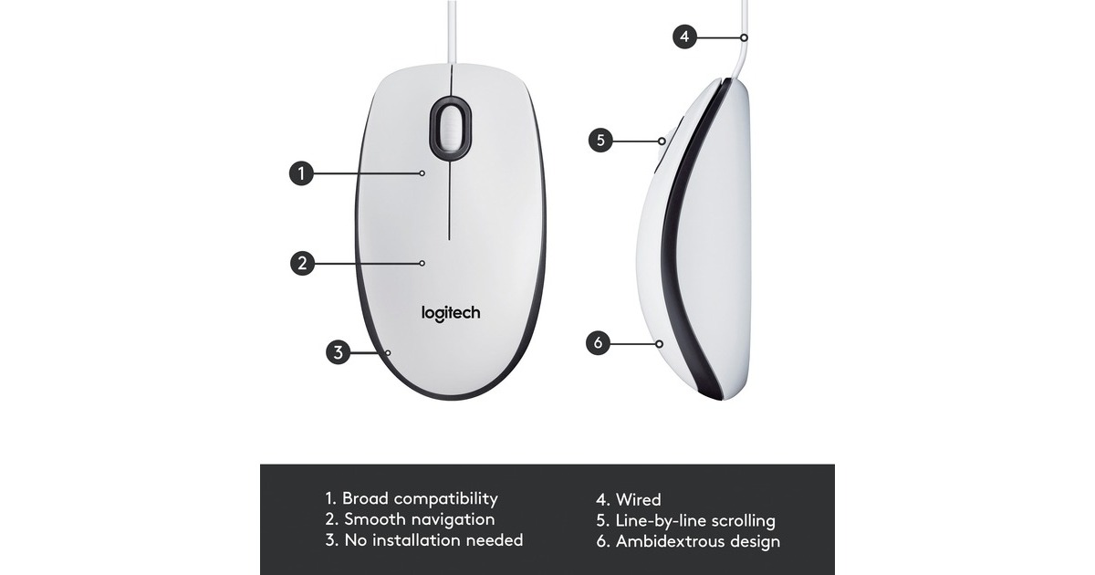 Logitech Logi M100 wh, Souris Blanc/gris