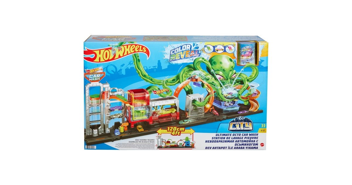 Hot Wheels City - Ultimate Octo Car Wash, Jeu de construction Multicolore