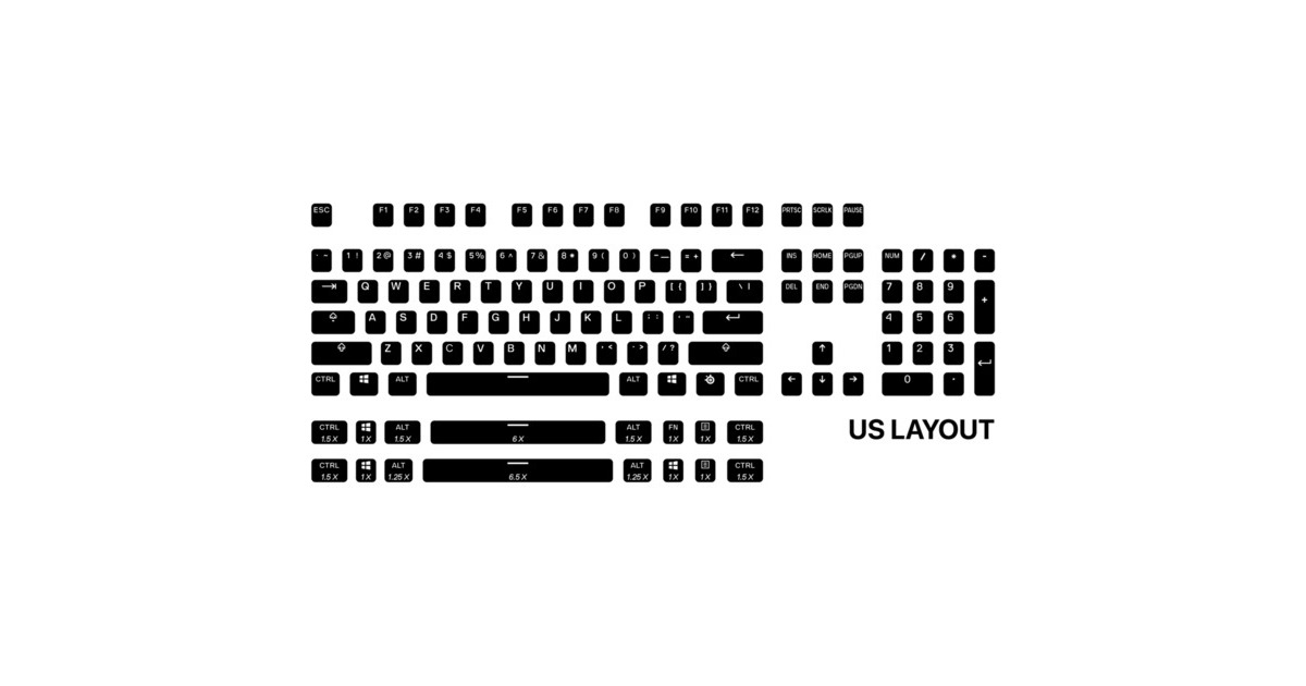 SteelSeries PrismCAPS, Keycaps Noir, Us layout