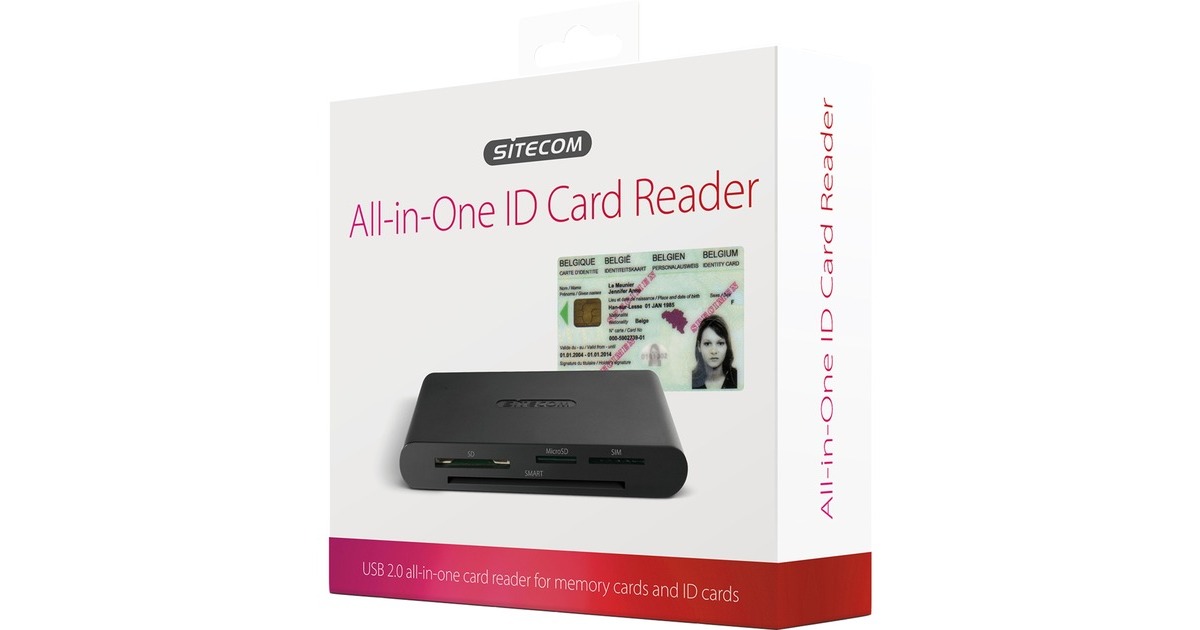 Sitecom USB 2.0 All in One ID, Lecteur de carte Noir, MD-065, eID