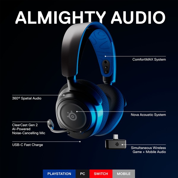 Steelseries Arctis Nova 7p Casque Gaming Noir Bleu 2 4 Ghz Bluetooth